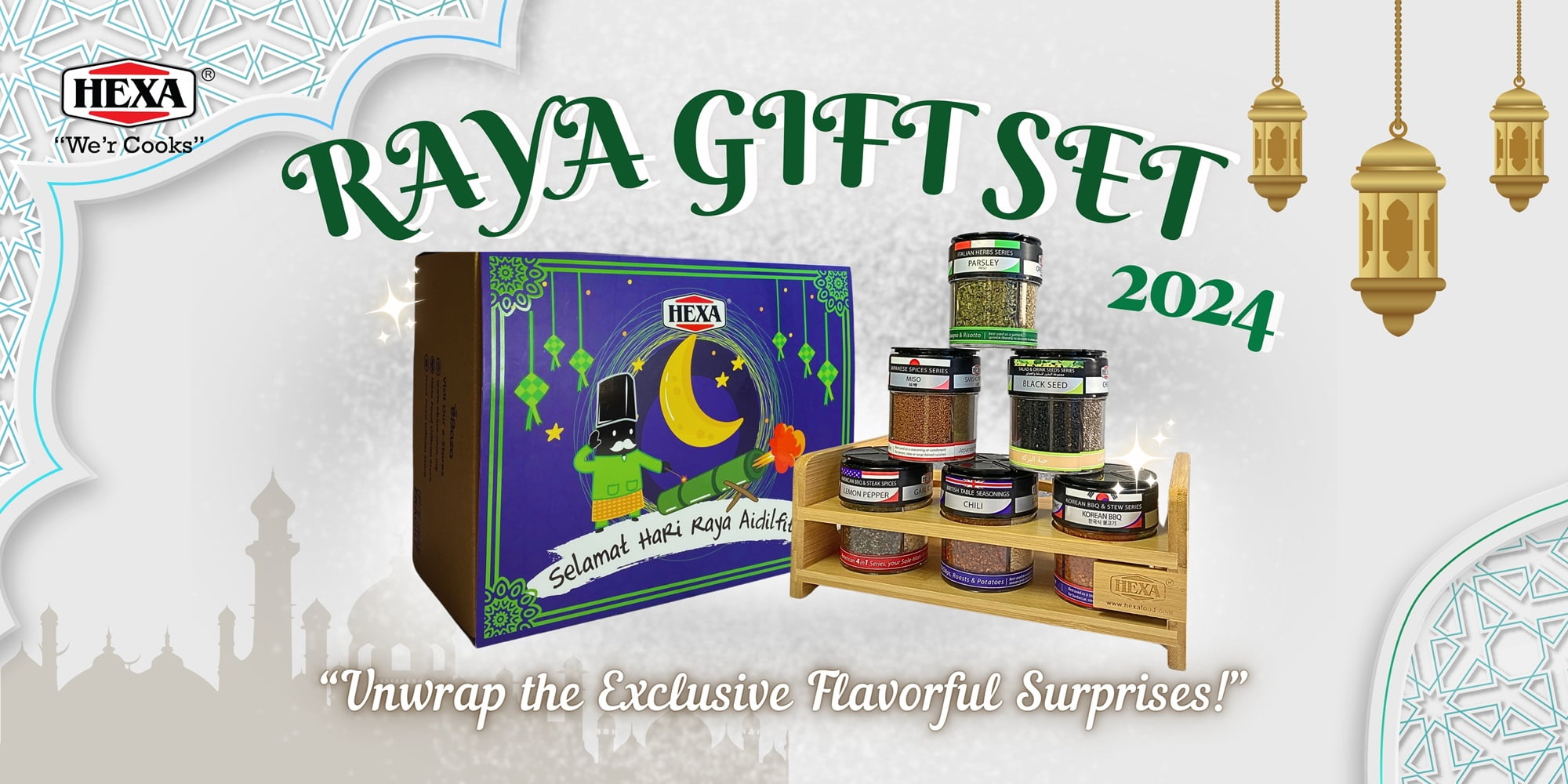 HEXA Raya Wooden Rack Gift Sets Spices - HexaFood